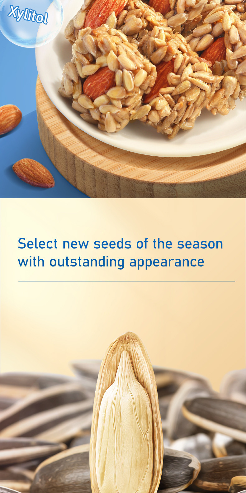 Three Squirrels Almond Sunflower Seed Kernel Cake 三只松鼠巴旦木瓜子仁酥 添加木糖醇 高蛋白 醇香酥脆 (525g x 3 Boxes ...