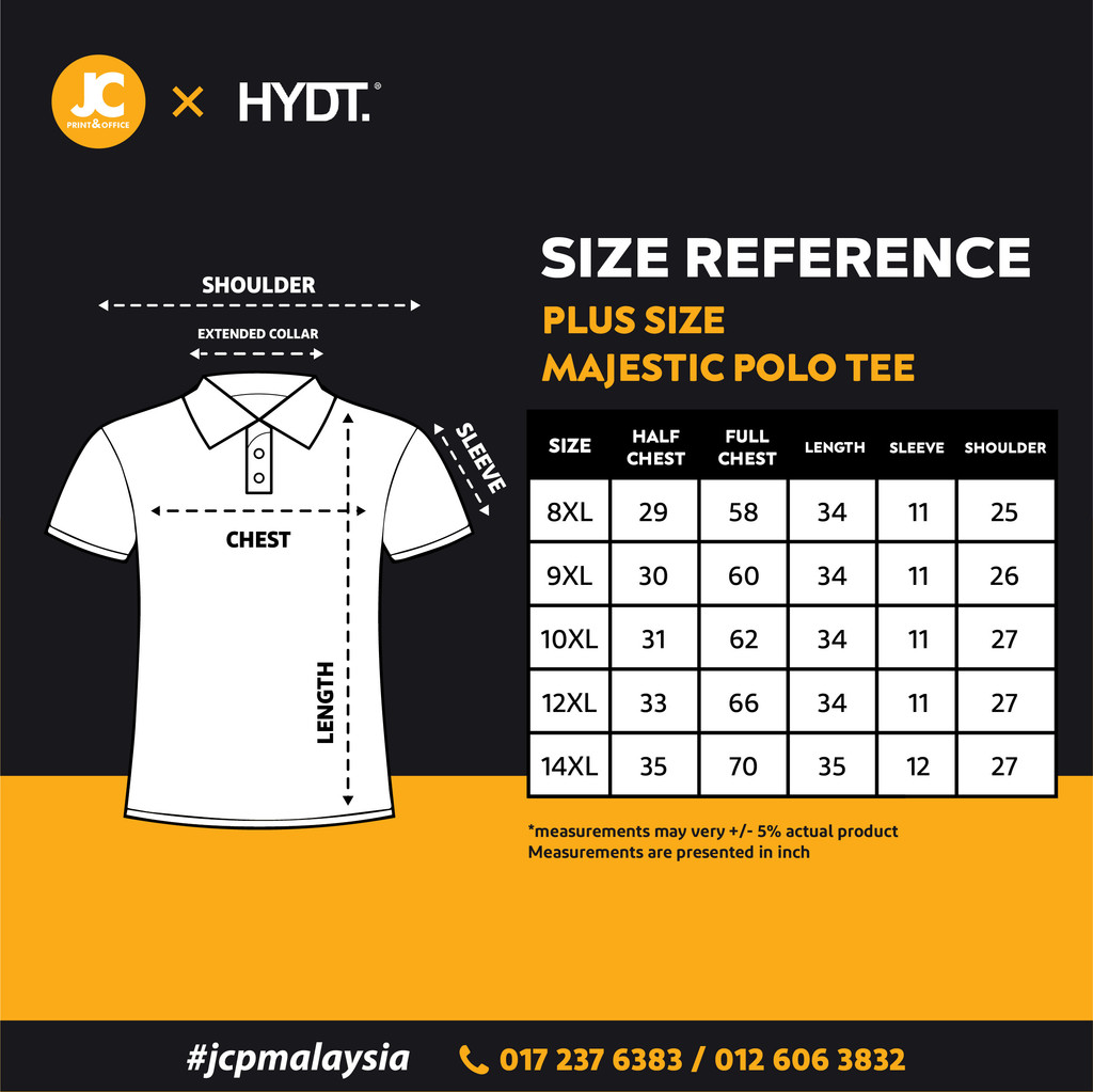 CROSSRUNNER X HYDT 8XL 9XL 10XL 12XL 14XL Plus Size Unisex Microfiber Polo Tee Jersey Polo Baju ...