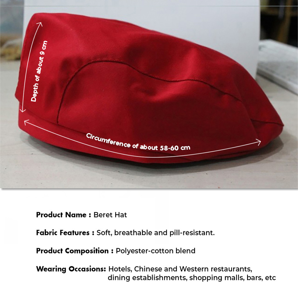 Chef Hat Work Beret Fast Food Hat Waitress Hotel Restaurant Topi Hotel ...
