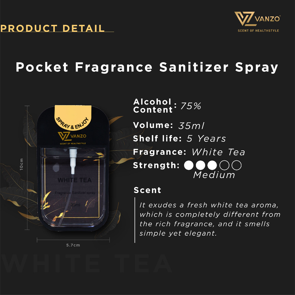 VANZO Pocket Sanitizer Spray With Fragrance - White Tea (35ml) | Shopee ...