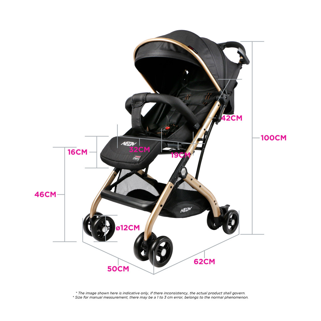 Sweet Cherry Luxury Gold Frame & Compact Folding Baby Stroller SC707 ...
