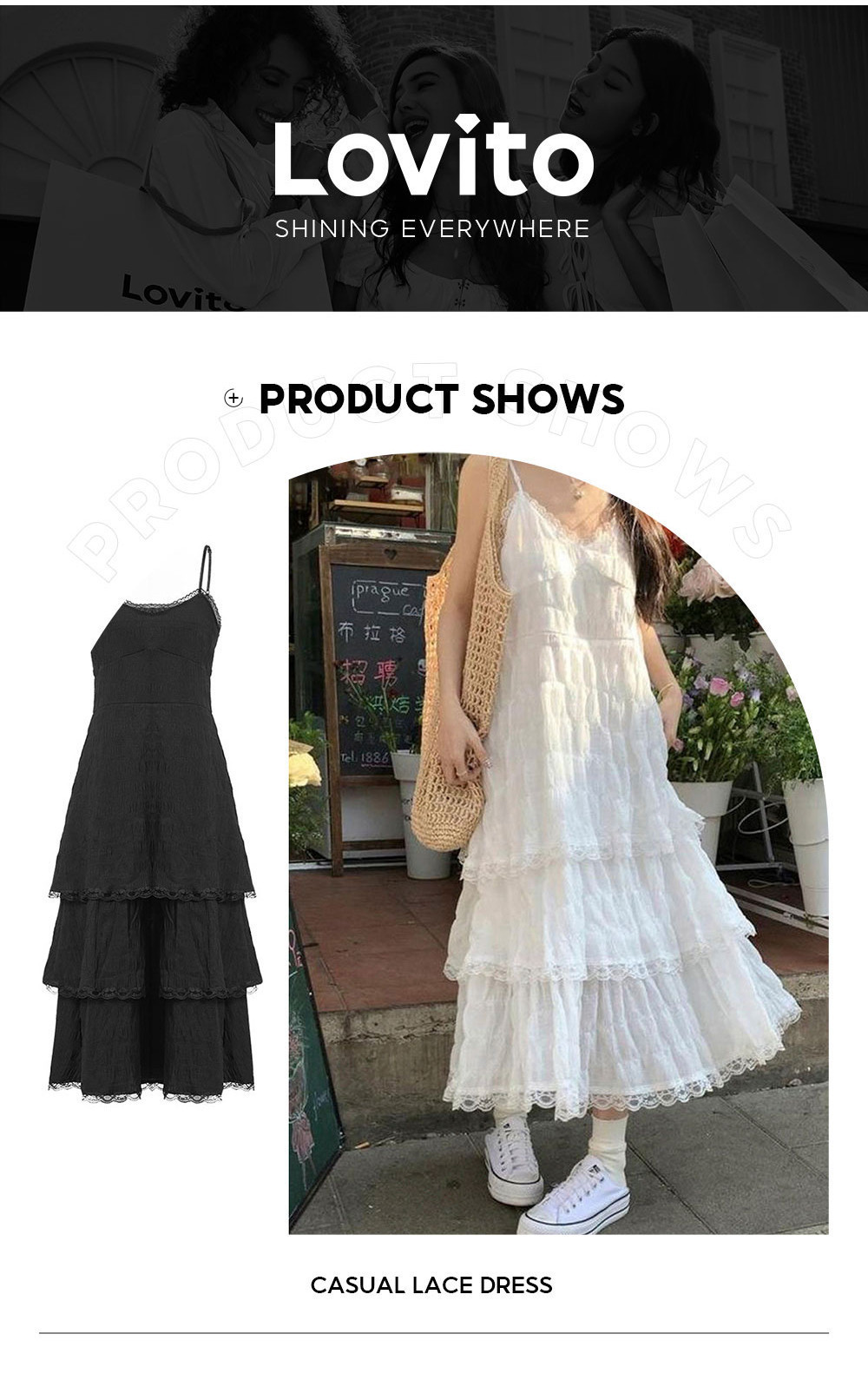 Lovito x Gladish Casual Lace Summer/Spring Dress for Women LNA58337 ...