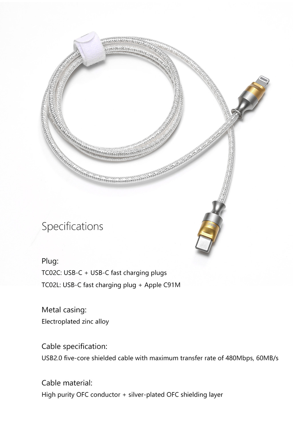 ddHifi TC02C or TC02L, OFC Fast Charging Cable: Audiophile-Grade High ...