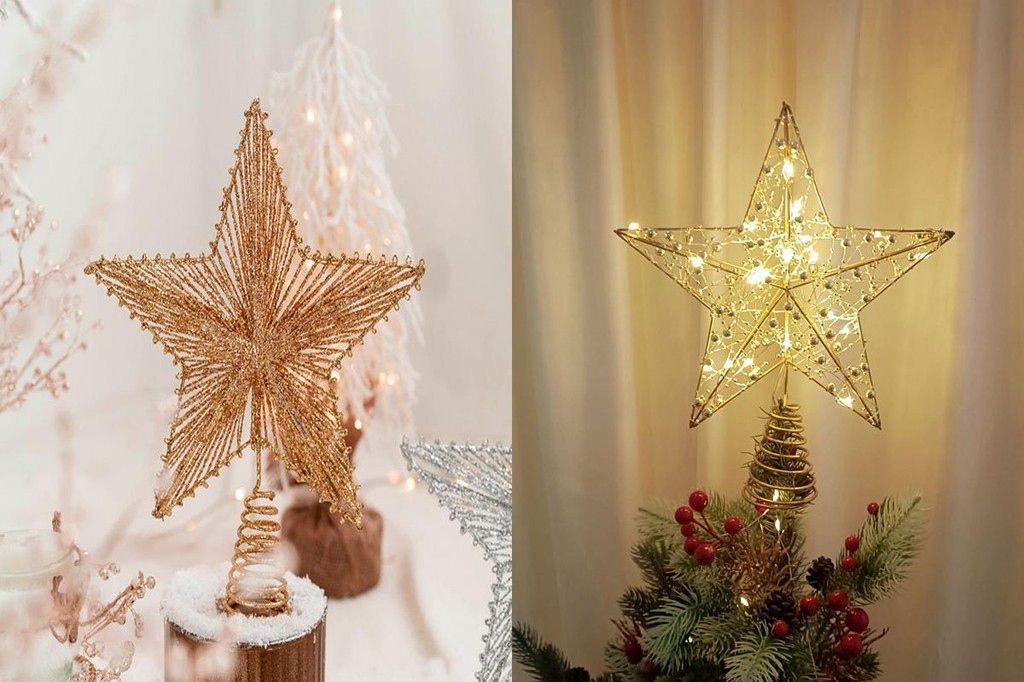 [stylishlife] Spiral Coil Base Tree Topper Warm Light Star Topper ...
