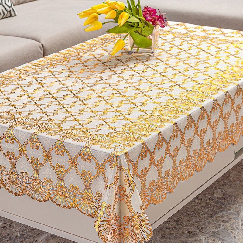 (Selangor) Raya Deco 2025 Alas Meja Panjang 6 / 8 Kerusi Gold Flower ...