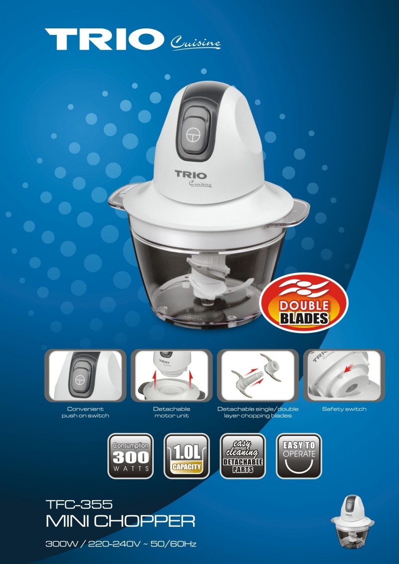 Trio Mini Chopper With Double Blades (1.0L) | Shopee Malaysia