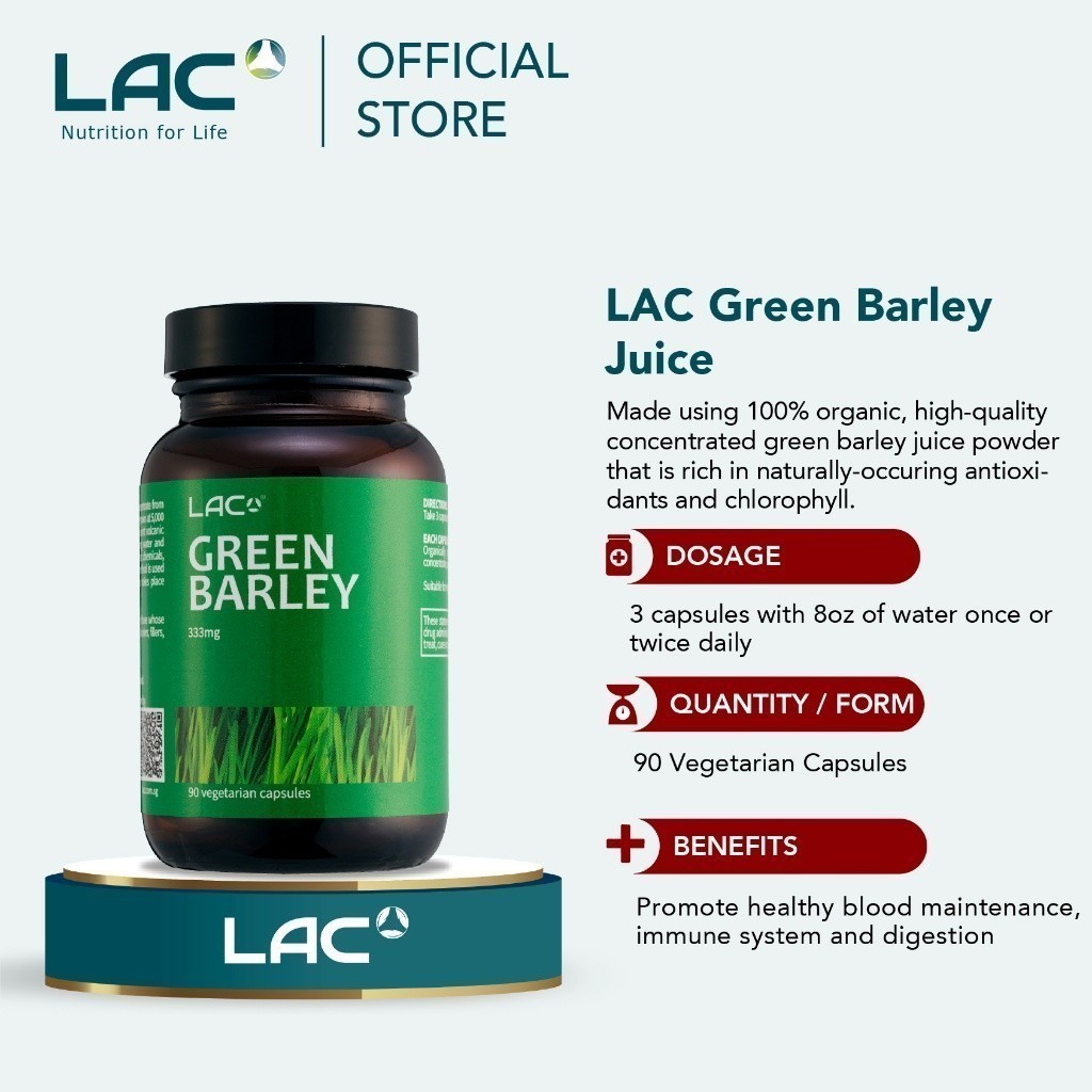 LAC Green Barley Juice (33:1/90 Vegetable Capsules) [Exp Jun 2027 ...