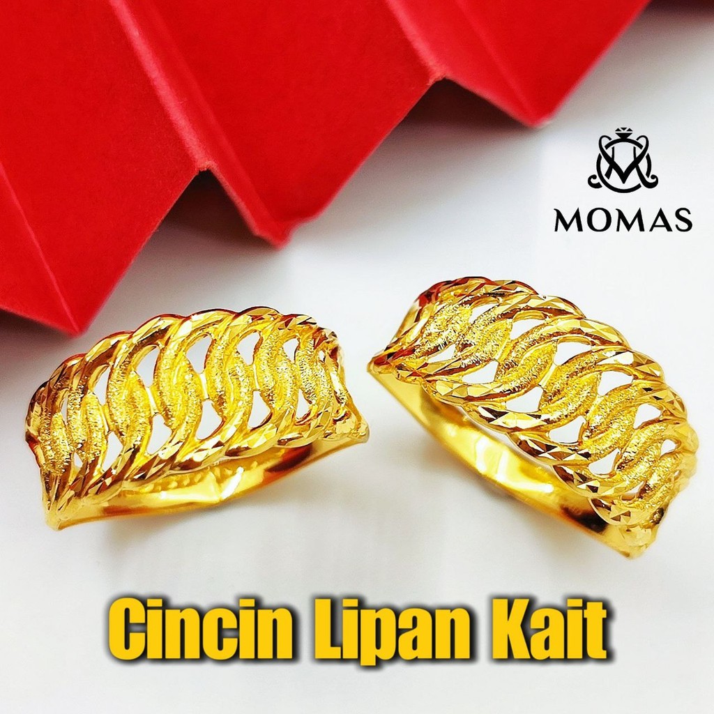 Cincin Lipan Kait Emas 916 Cincin Kait Dua Lebar Emas Murah Emas Viral ...