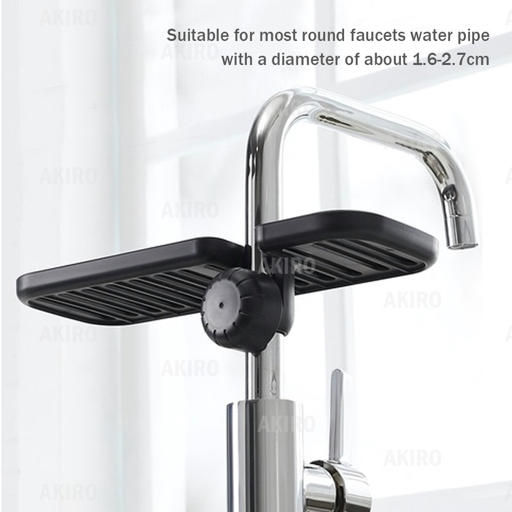 AKIRO Kitchen Faucet Sponge Soap Storage Rack Sink Adjustable Drainage ...