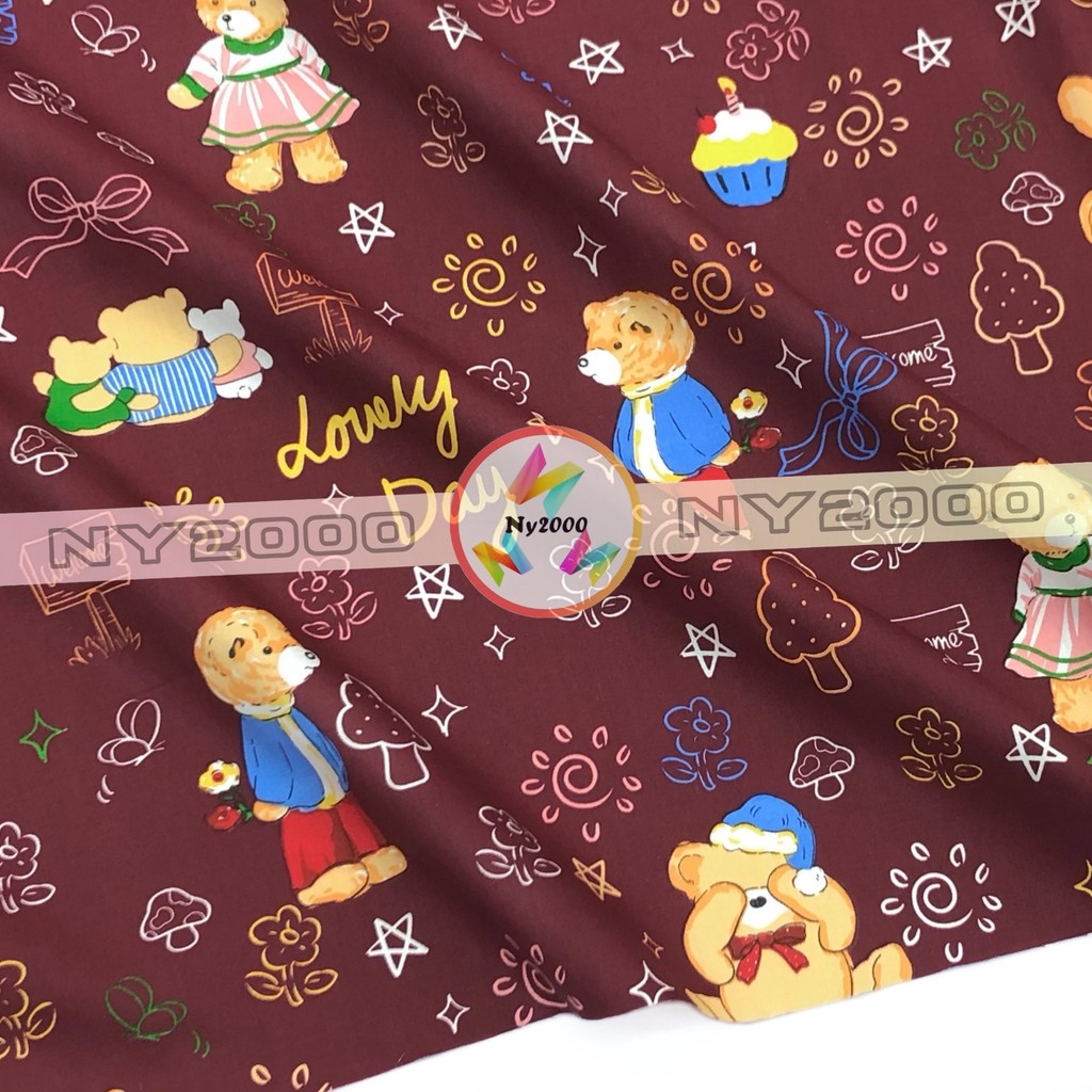 Kain Comb Cotton Corak Teddy Bear Comel (Bidang 60”) / Lovely Day Teddy ...
