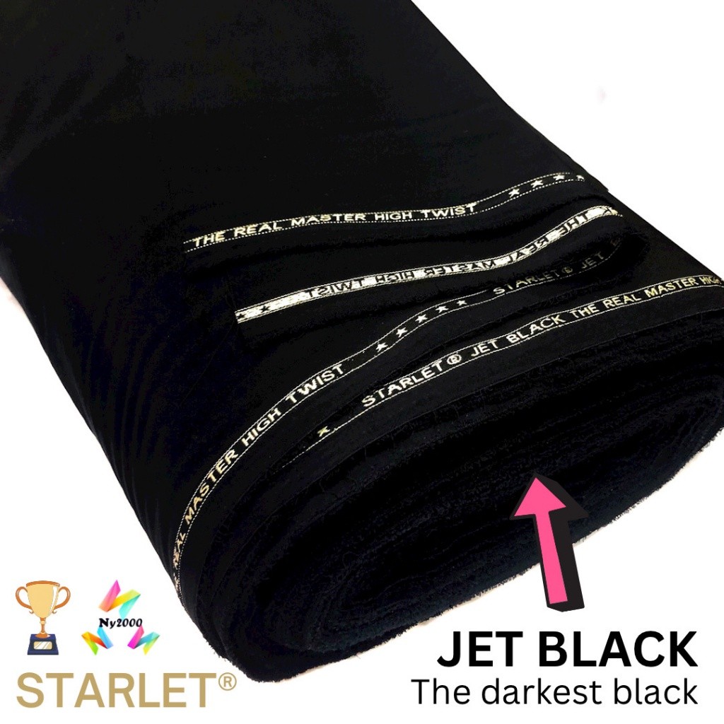 STARLET® Jet Black The Real Master High Twist Suiting & Trousers Fabric ...