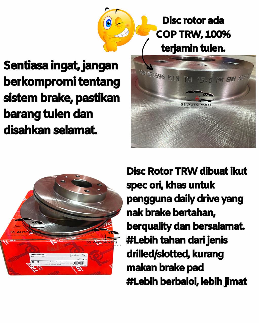 ORI TRW Proton X50 Front (Depan) Disc Rotor & Disc Pad Set | Shopee ...