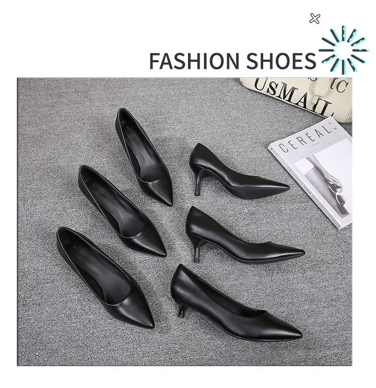 Professional High Heels Female Ladies Etiquette Black Stiletto Pointed ...
