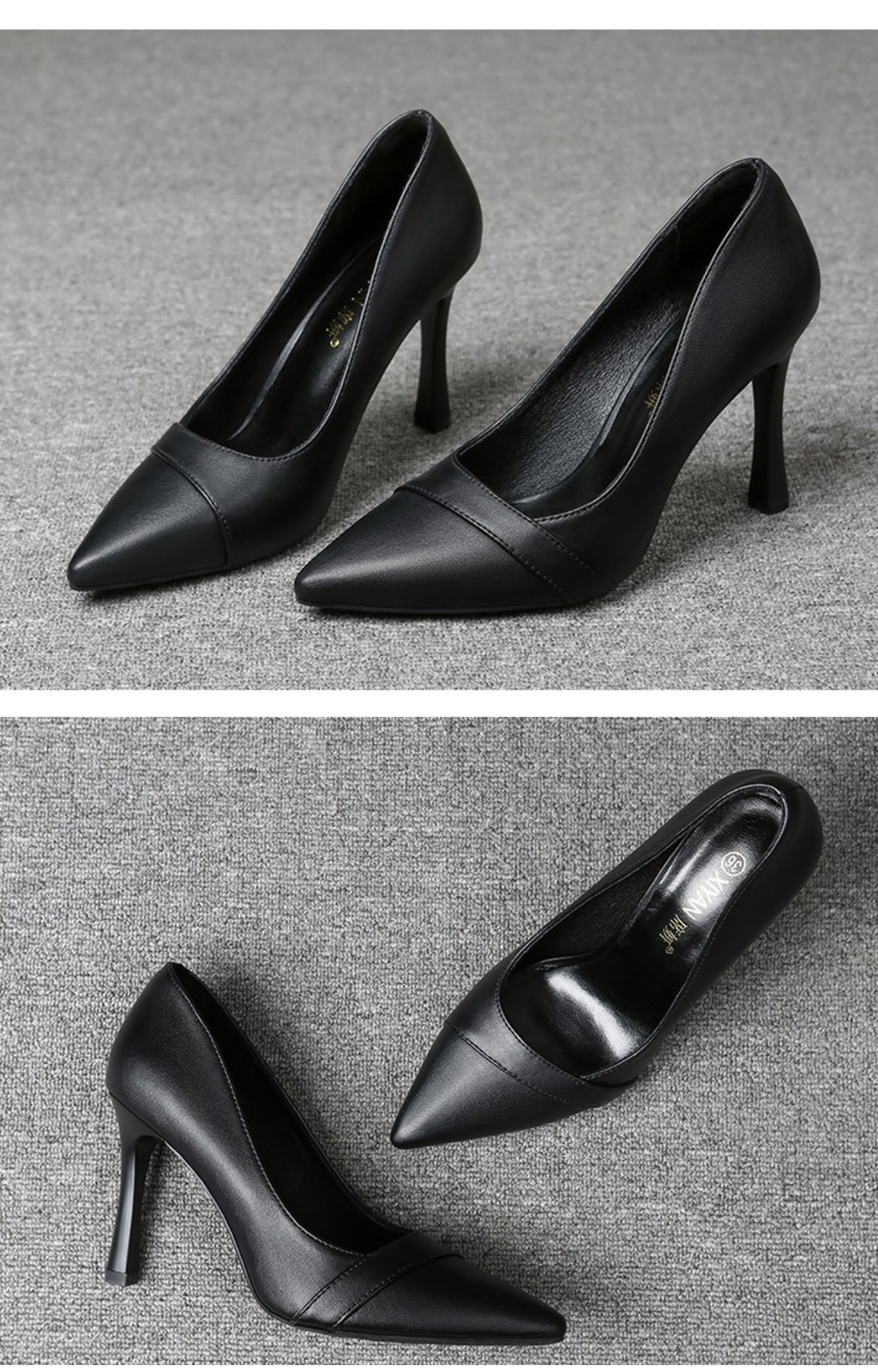 Korean Soft Leather Pointed Toe Stiletto High Heel Shoes Women's Black ...