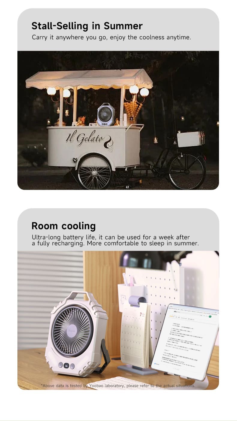YOOBAO FD1 Rechargeable Portable USB Mini Fan l 20000mAh l 3 Wind Mode ...