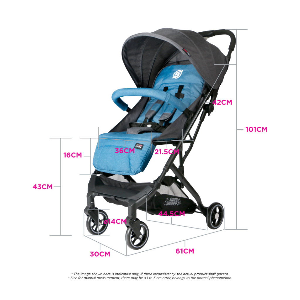 Sweet Cherry Compact Fold Baby Stroller suitable from newborn to 3 ...