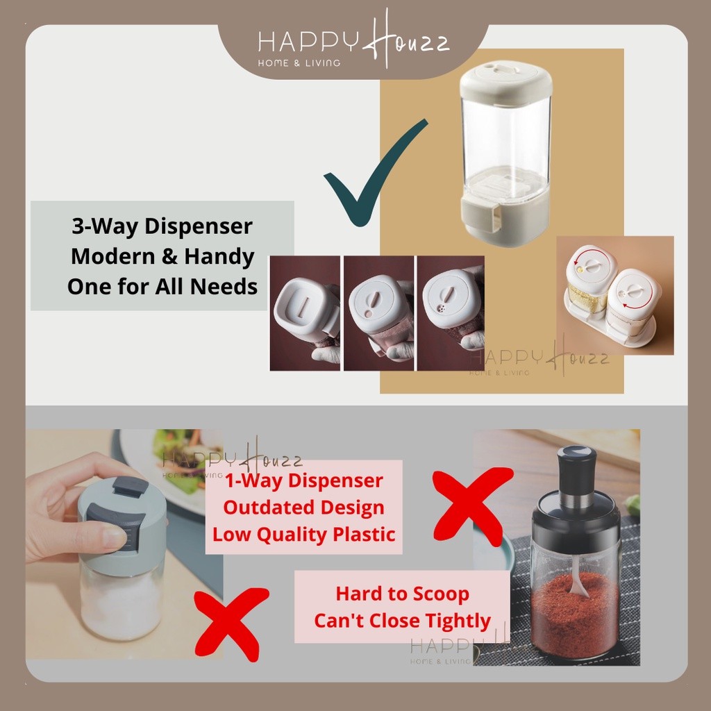 【READY STOCK】HAHO 3-in-1 Auto Salt Dispenser Seasoning Bottle Press ...