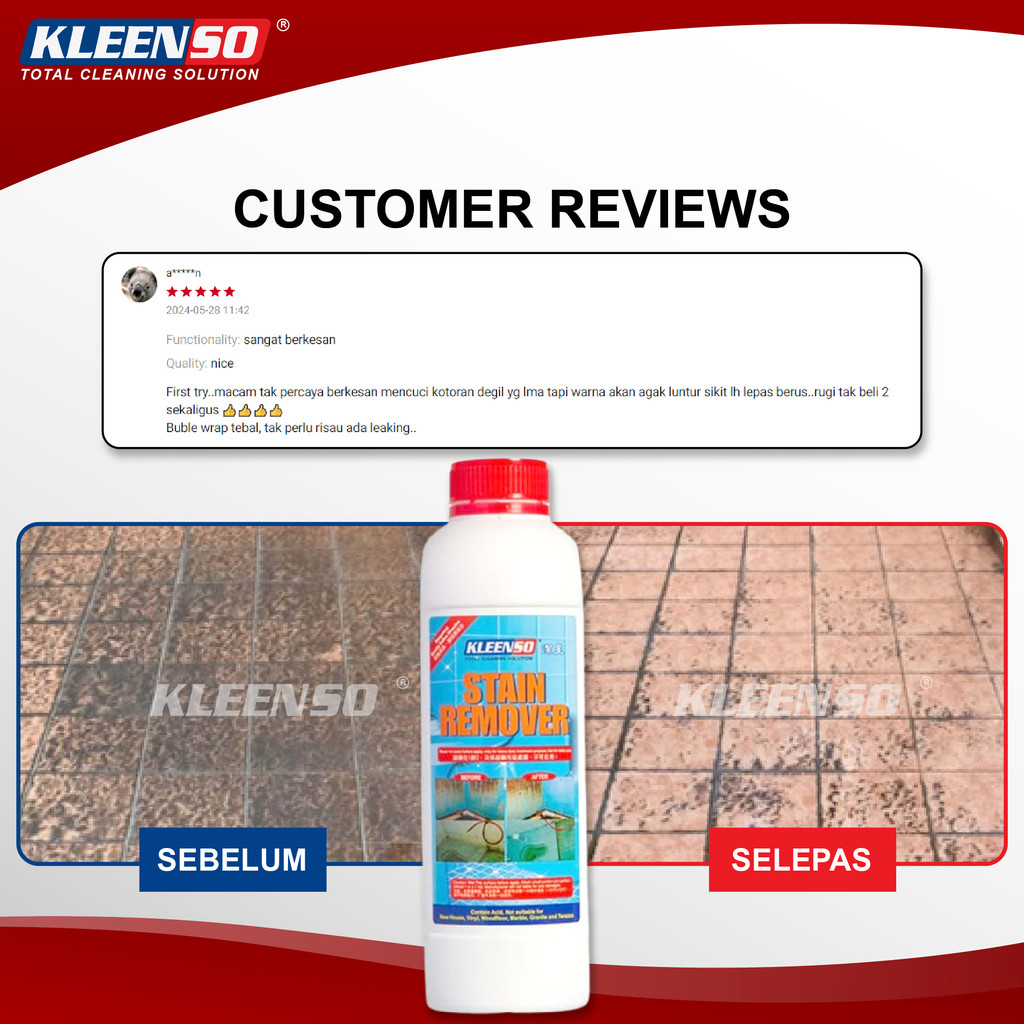 KLEENSO Concentrated Stain Remover 1Liter Mosaic and Toilet Tiles Stain ...