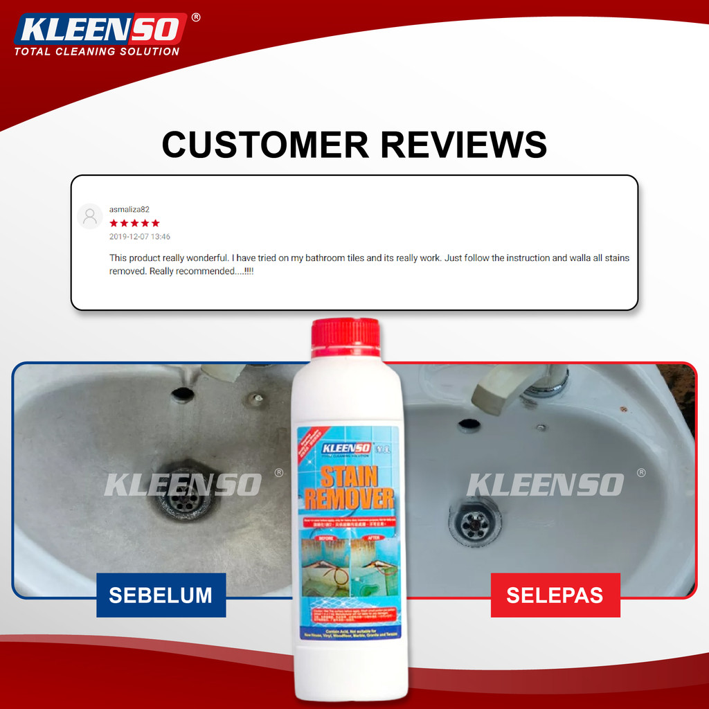 KLEENSO Concentrated Stain Remover 1Liter Mosaic and Toilet Tiles Stain ...
