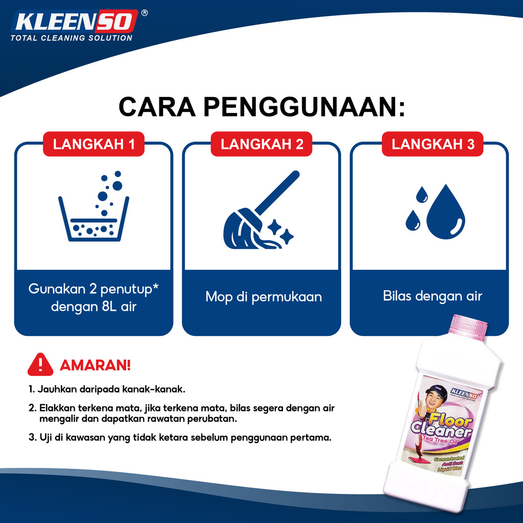 KLEENSO 9 in 1 Tea Tree Oil Wax Floor Cleaner Liquid 900ml Anti ...