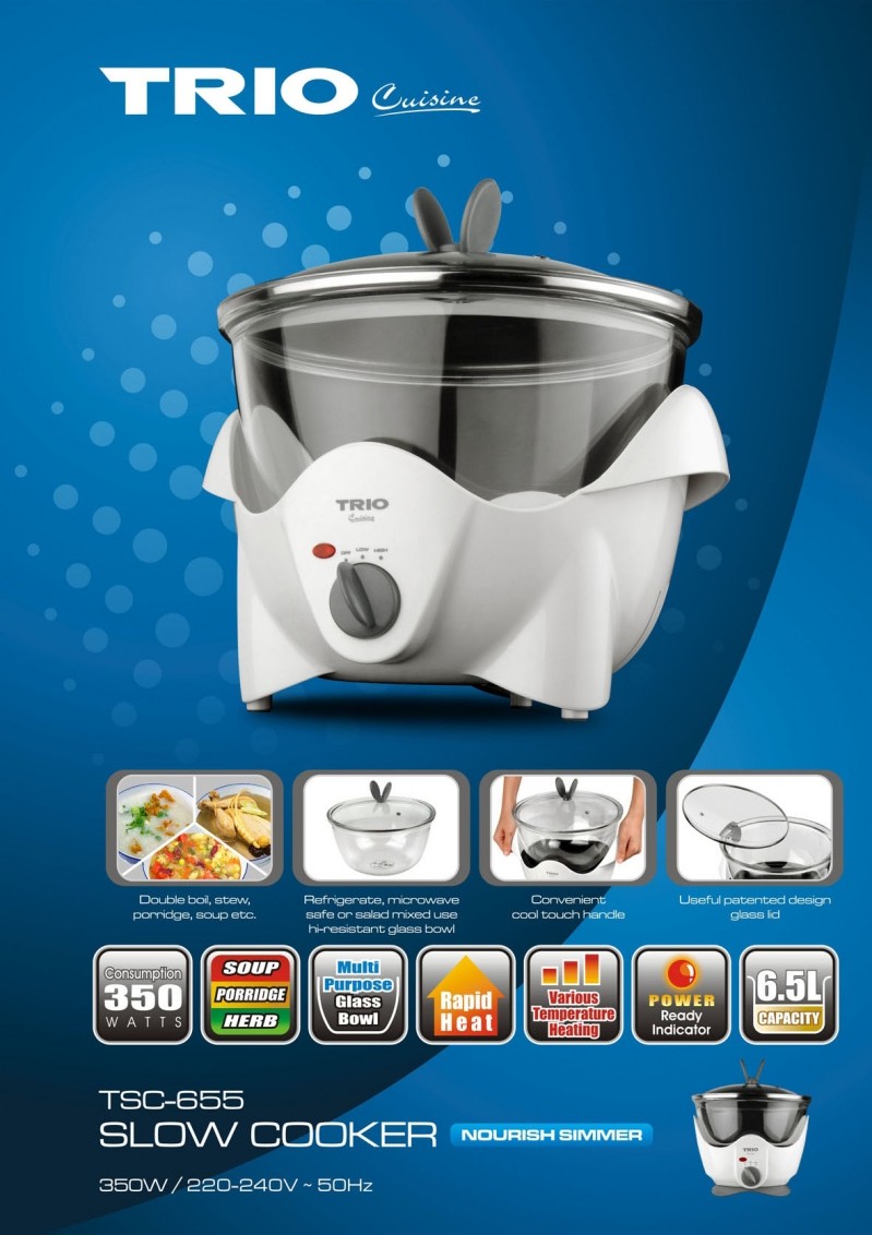 Trio Slow Cooker For Soup And Porridge (6.5L) | Large Capacity ...