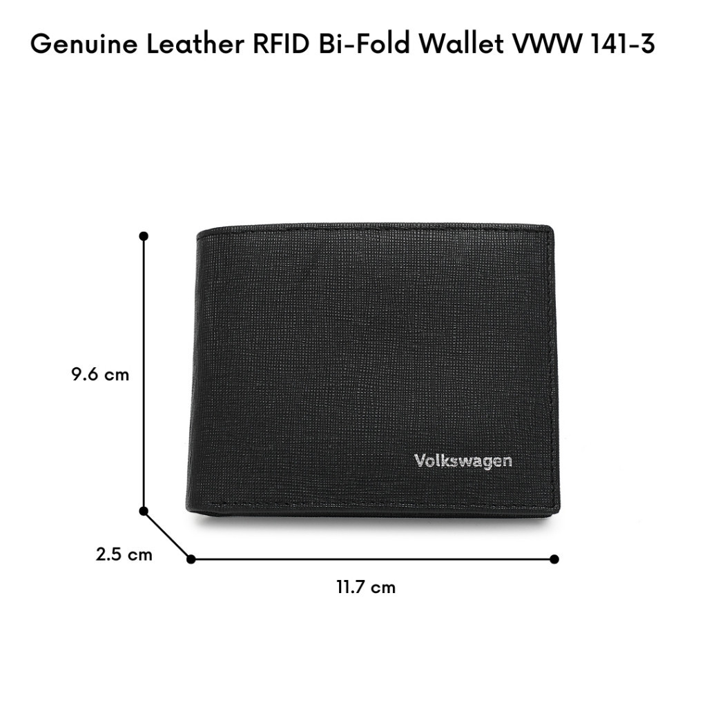 [Clearance] Volkswagen Genuine Leather RFID Bi-Fold Wallet - Black VWW ...