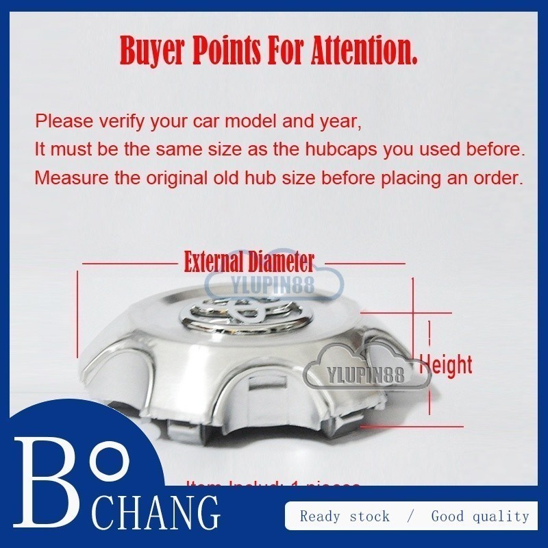 Bochang 1Pieces Chrome Alloy Wheel Center Hub Cap Hubcaps Caps Cover ...
