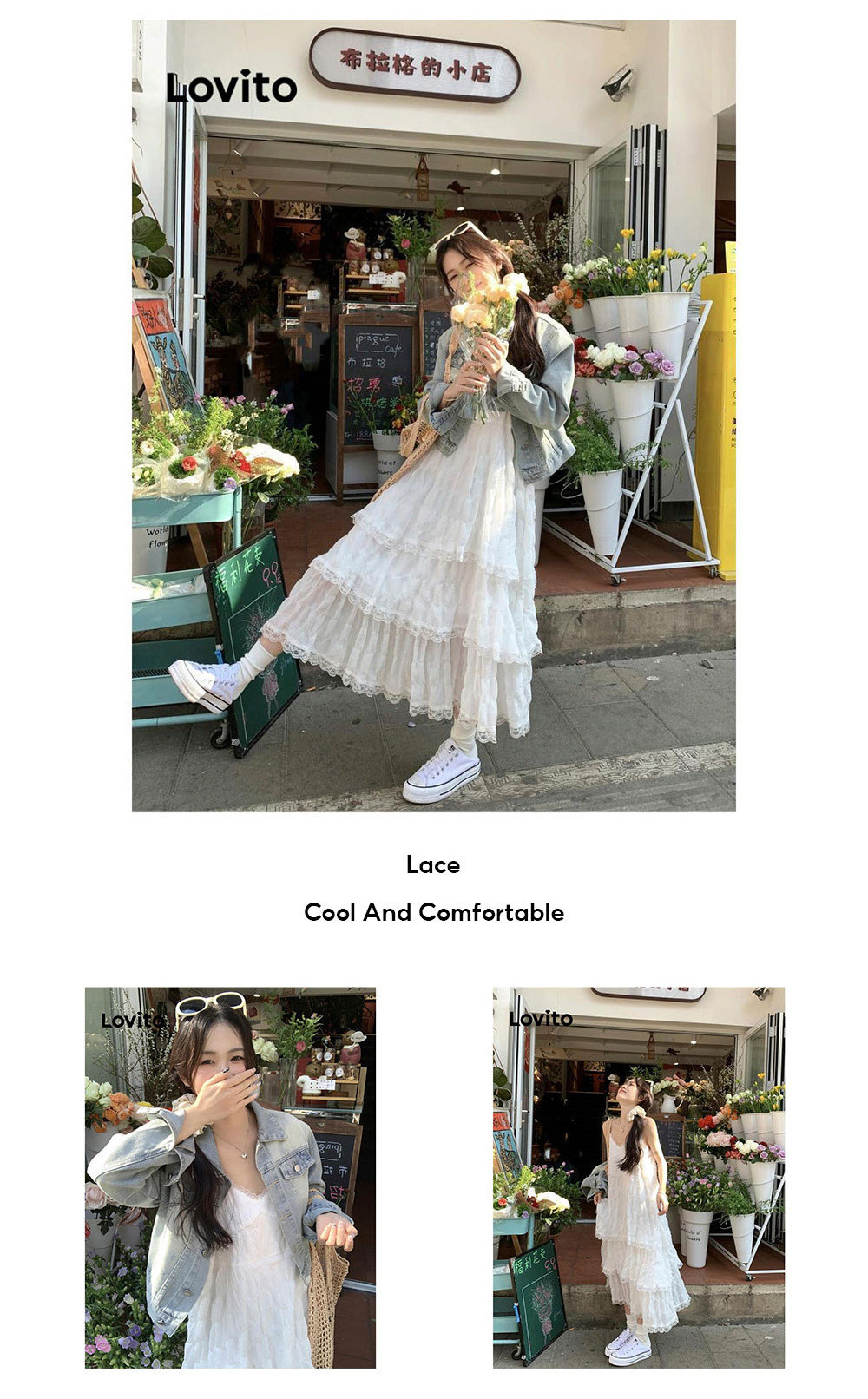 Lovito x Gladish Casual Lace Summer/Spring Dress for Women LNA58337 ...