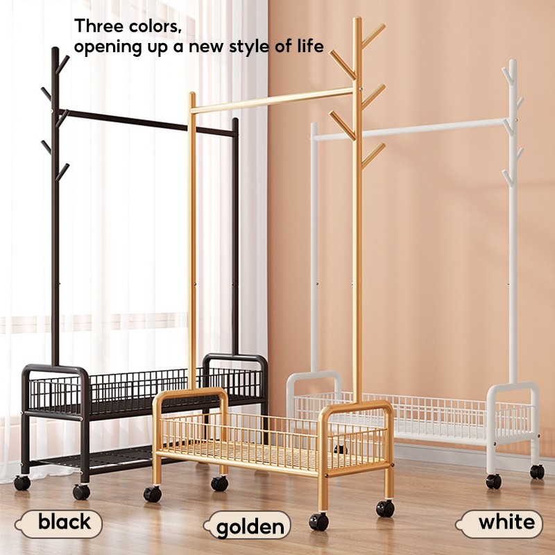 Clothes Rack Organizer Steel Hanging With Wheels Balcony Shoe Rack ...