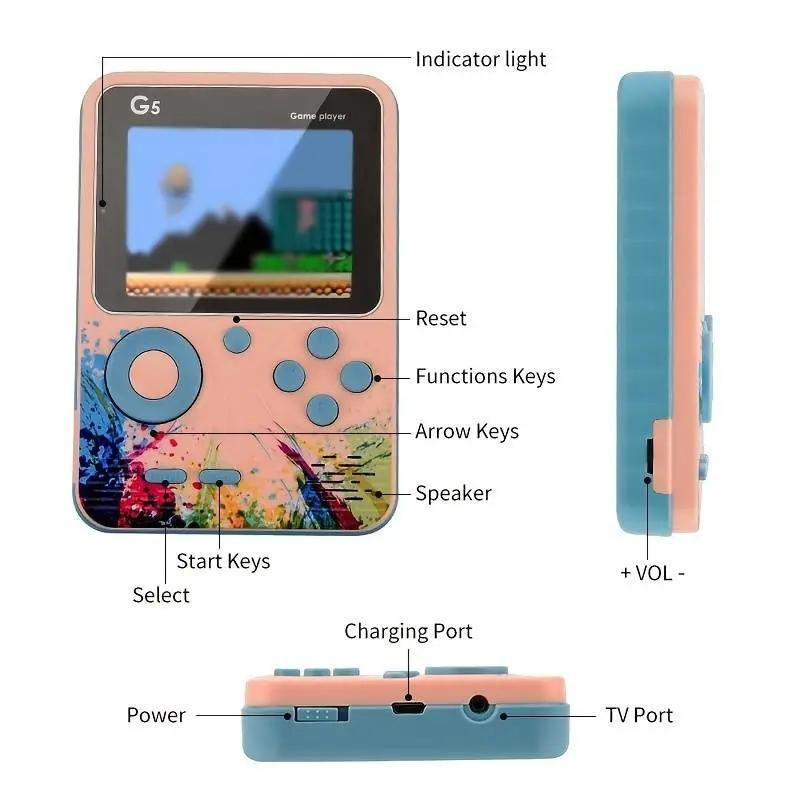 M500 Mini Retro Handheld Game Console | 500 in 1 Games| G5-2 Players| 3 ...
