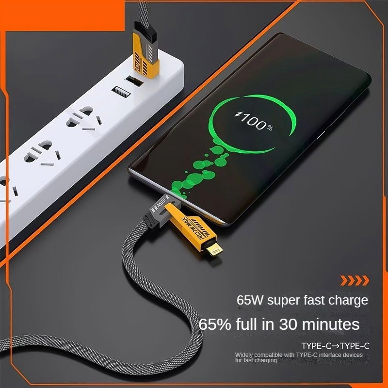 [Shopee Choice] 65W 4 in 1 Super Fast Charging Cable for iP Android ...