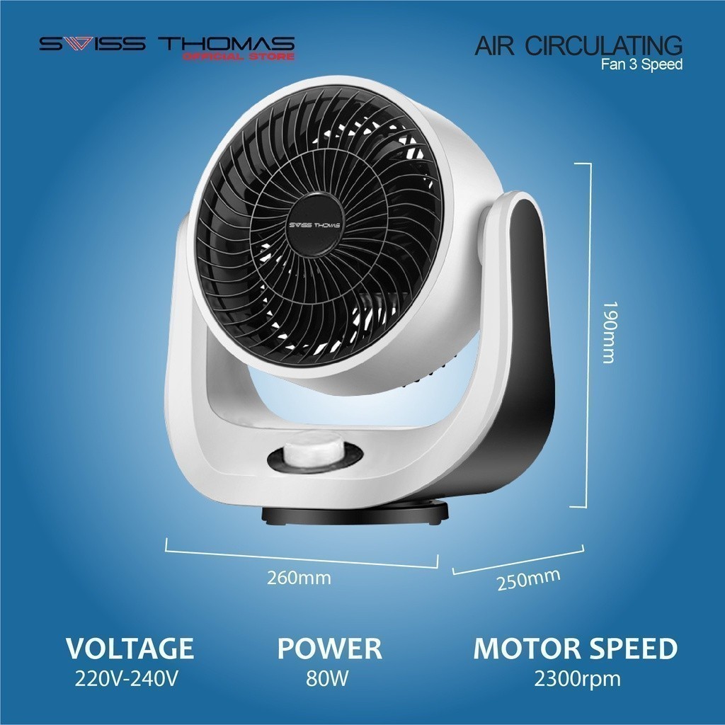 Swiss Thomas 3-Speed Portable Air Circulating Table Fan – Lightweight ...