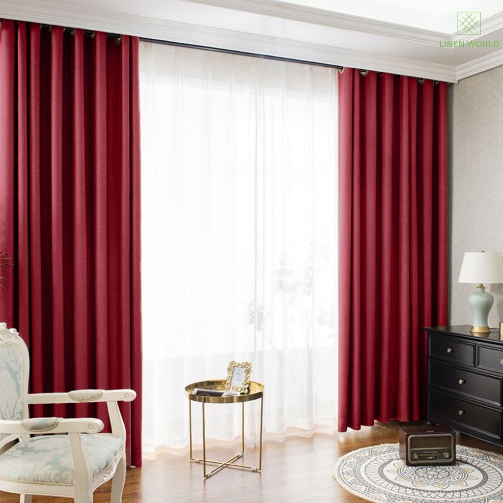 NEXUS Langsir Hotel Warna Maroon 80% Blackout Anti Cakar Cat Friendly ...