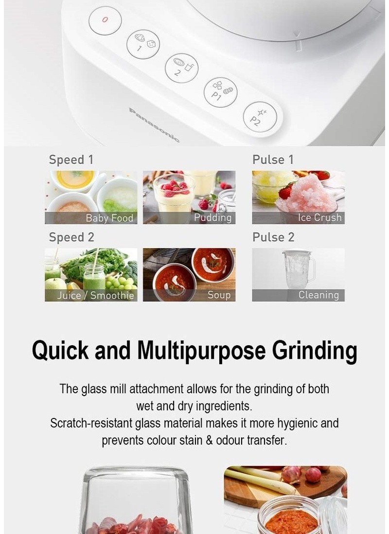 Panasonic Mx-Mg53C1 700W Glass Jug Blenderwith Chopper & Glass Mill Ice ...