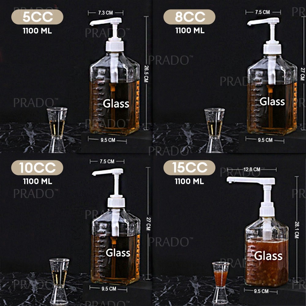 PRADO Sauce Pump Sugar Press Syrup Press Bottle 5cc 8cc 10cc 15cc Hand Pump Liquid Coffee Glass ...