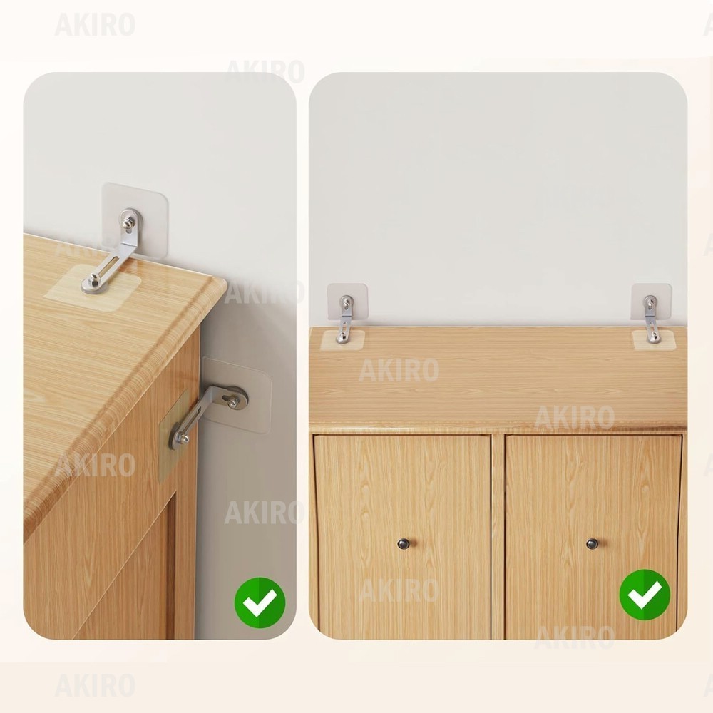 AKIRO Cabinet Anchor Shelf Support Anti-Tip Kit Adhesive Furniture Wall ...