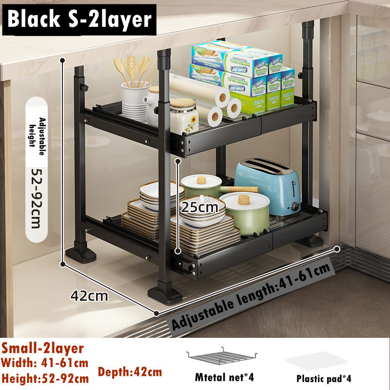 Kitchen Cabinet Pull Out Basket Adjustable Dish Rack Cabinet Organizer ...