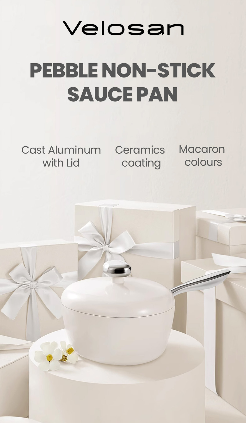 Velosan Pebble Non-stick Sauce Pan (20CM) | Cast Aluminium Lid ...
