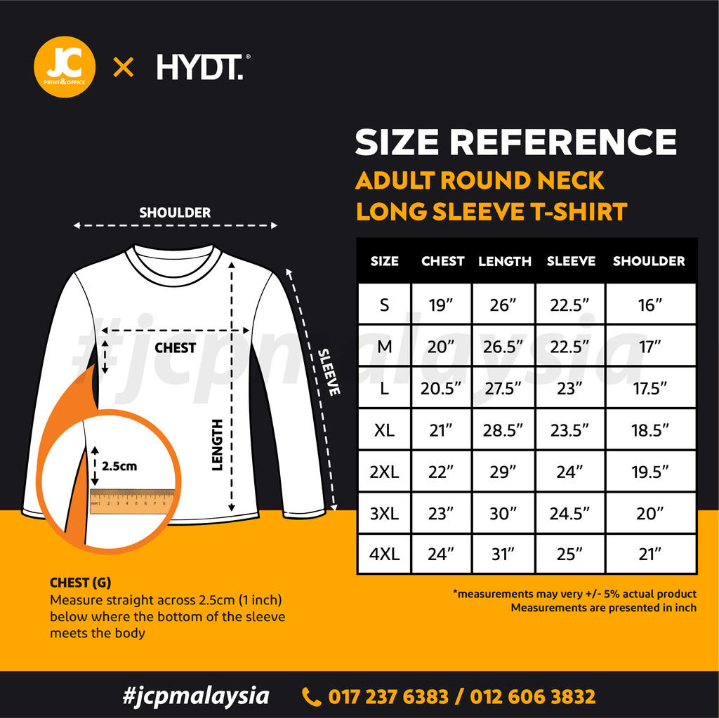 HYDT WAREHOUSE Symbolic Cotton Long Sleeve 230gsm Adult 100% Cotton Tee ...