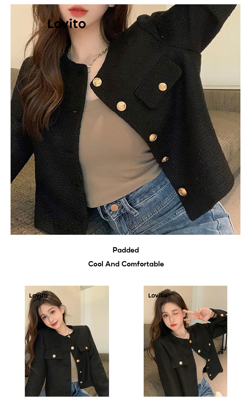 (LIVE STREAM SALE) Casual Plain Padded Coat for Women LNA71497 Mantel ...