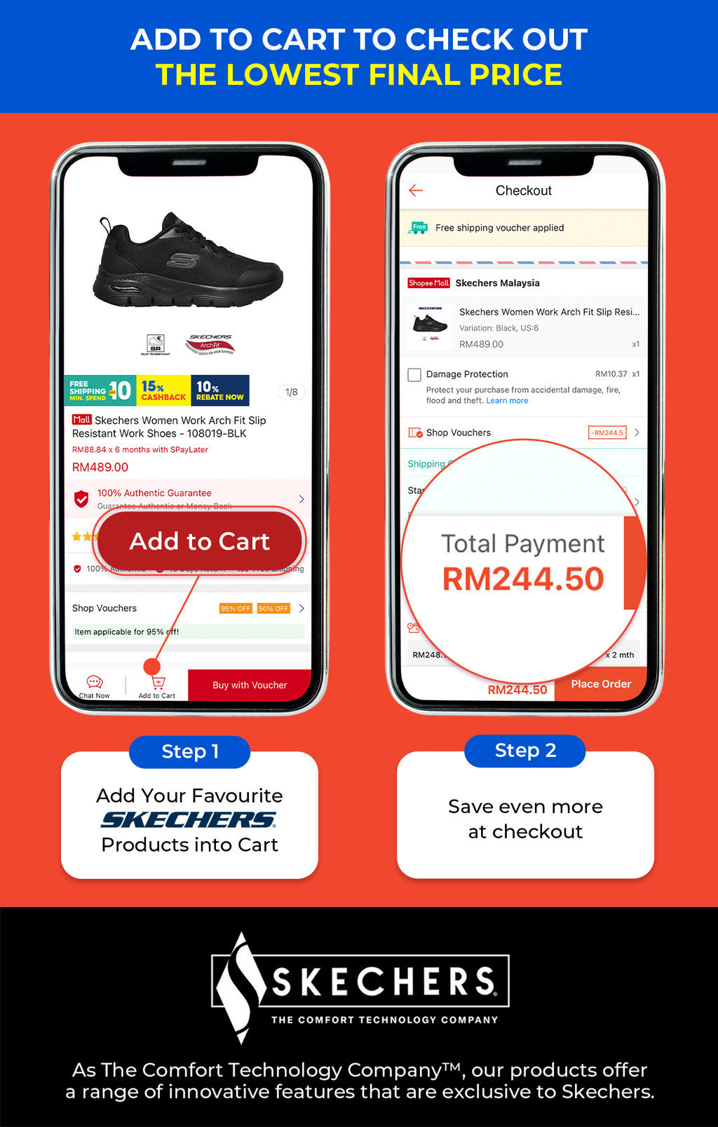 Skechers Women GOwalk 7 Hailey Walking Shoes - 125251-WSL Air-Cooled Goga Mat Kasut Sneaker ...