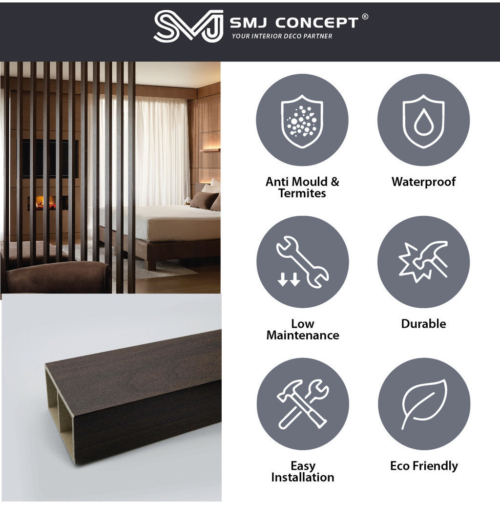 SMJ CONCEPT® Timber Tube Wall Column Partition Divider 50mm x 75mm (ALL ...