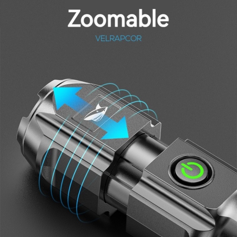 SMILING SHARK Led Torch Light Super Bright Flashlight USB Rechargeable ...