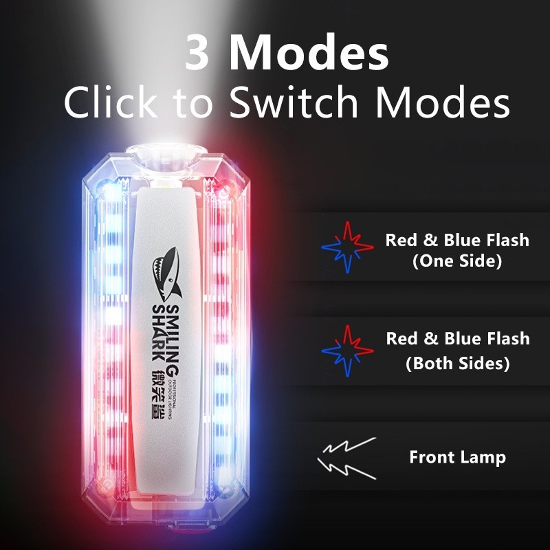 SmilingShark Flash Light Red&Blue Strobe Light Led USB Rechargeable ...