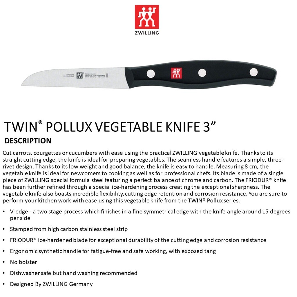 ZWILLING TWIN POLLUX Vegetable Knife 3" | Shopee Malaysia