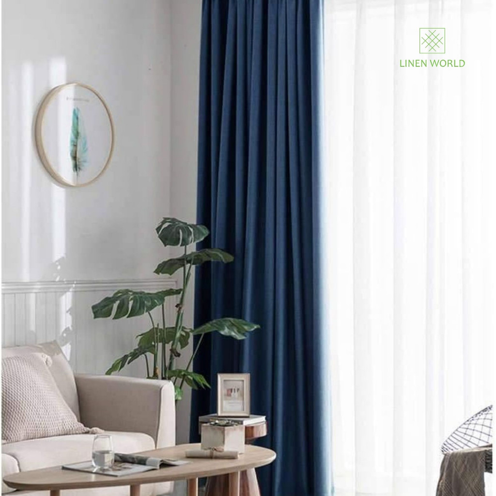 NEXUS Langsir Hotel 80% Blackout Warna Navy Blue Tebal Berat Anti Cakar ...