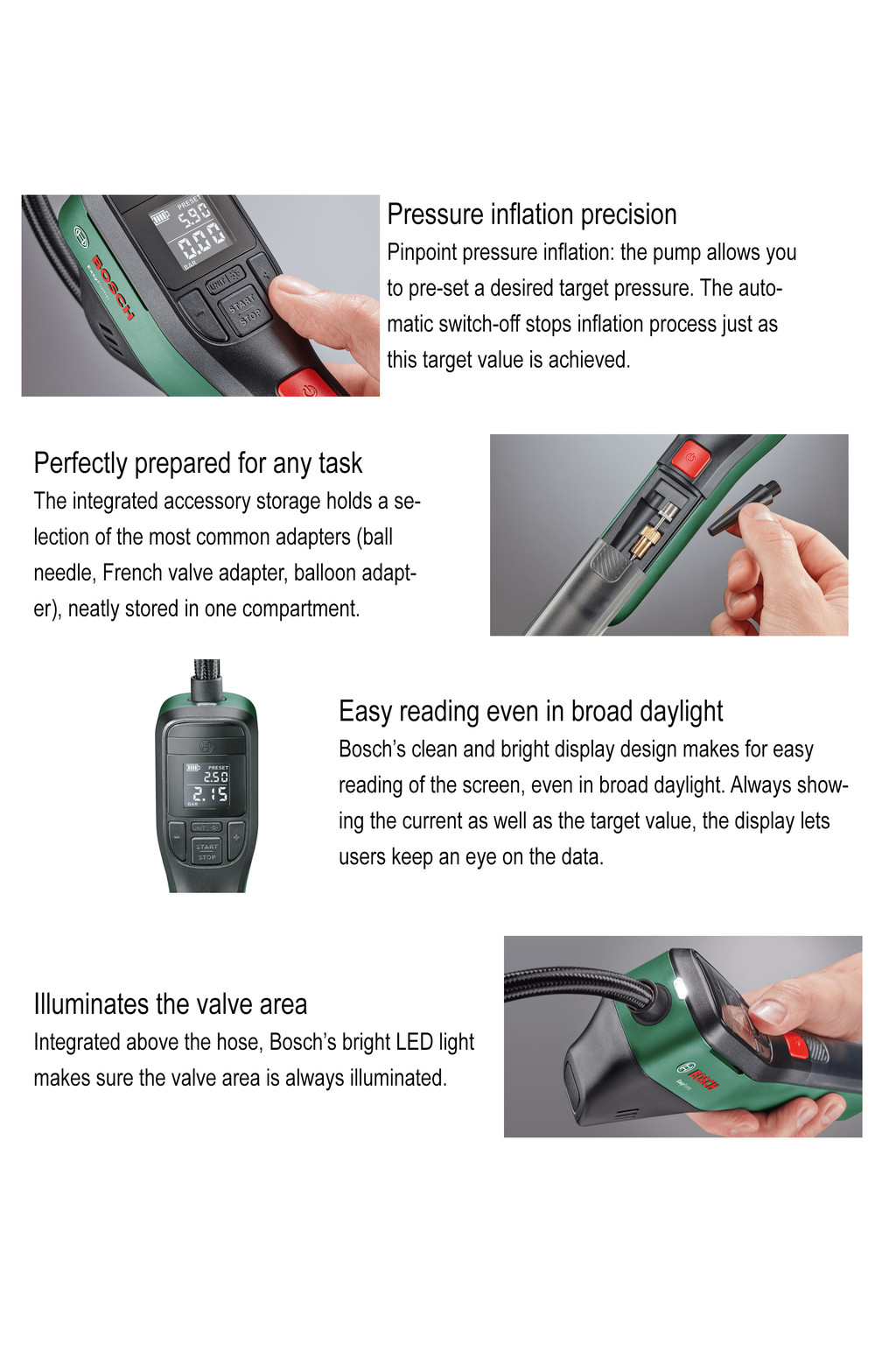 BOSCH EASY PUMP 3.6V / 10.30 BAR CORDLESS PNEUMATIC PUMP / COMPRESSED ...