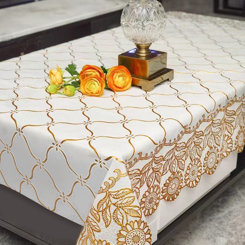 (Selangor) Raya Deco 2025 Alas Meja Panjang 6 / 8 Kerusi Gold Flower ...