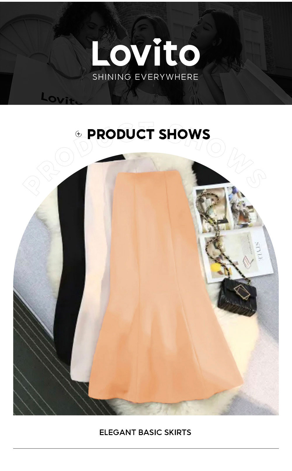 Lovito Elegant Plain Basic Skirts for Women LNE53353 Lovito Rok Basic Polos Elegan untuk Wanita ...