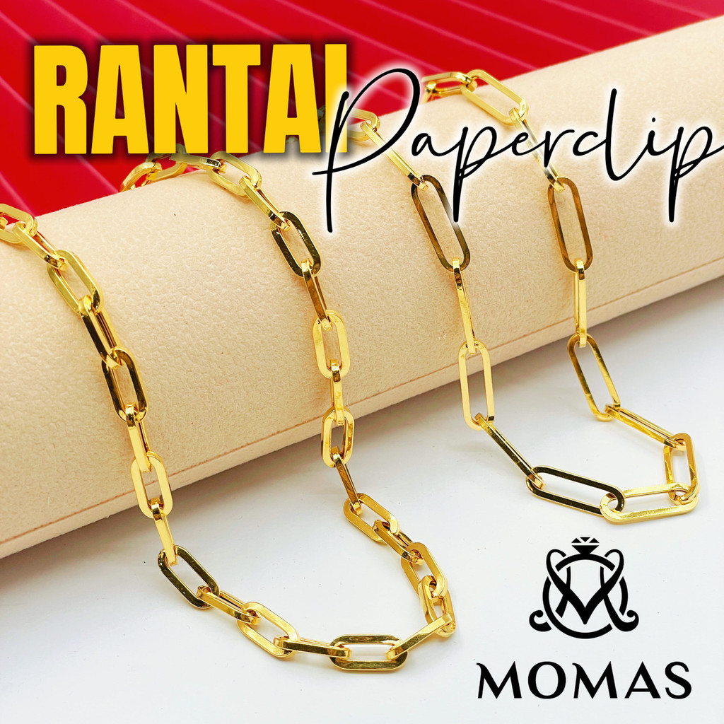 Rantai Leher Paperclip Sauh Emas 916 Tulen Rantai Tangan Sauh Clip Emas ...